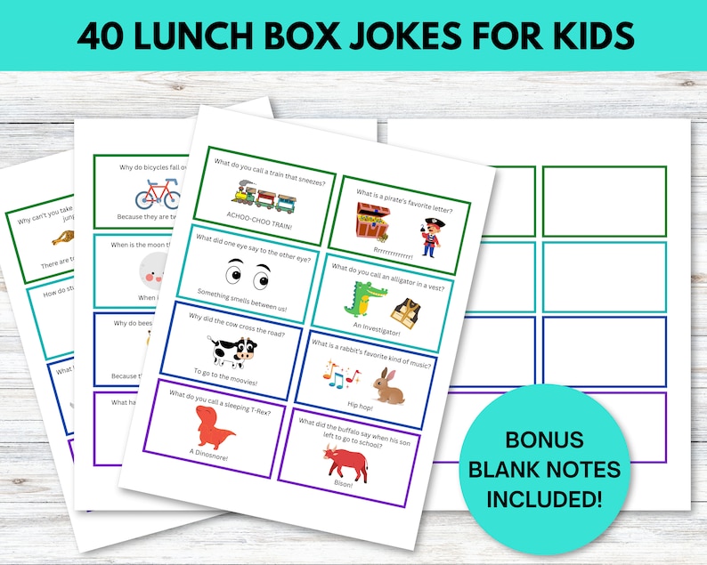 Joke Lunch Box Notes for Kids Lunchbox Notes for Kids Funny - Etsy