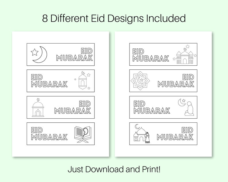 Eid Mubarak Coloring Bookmarks for Kids Eid Activity for - Etsy