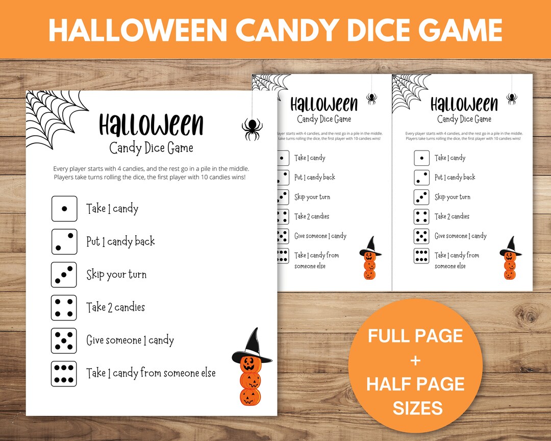 Halloween Candy Dice Party Game, Fun Halloween Party Game, Halloween ...