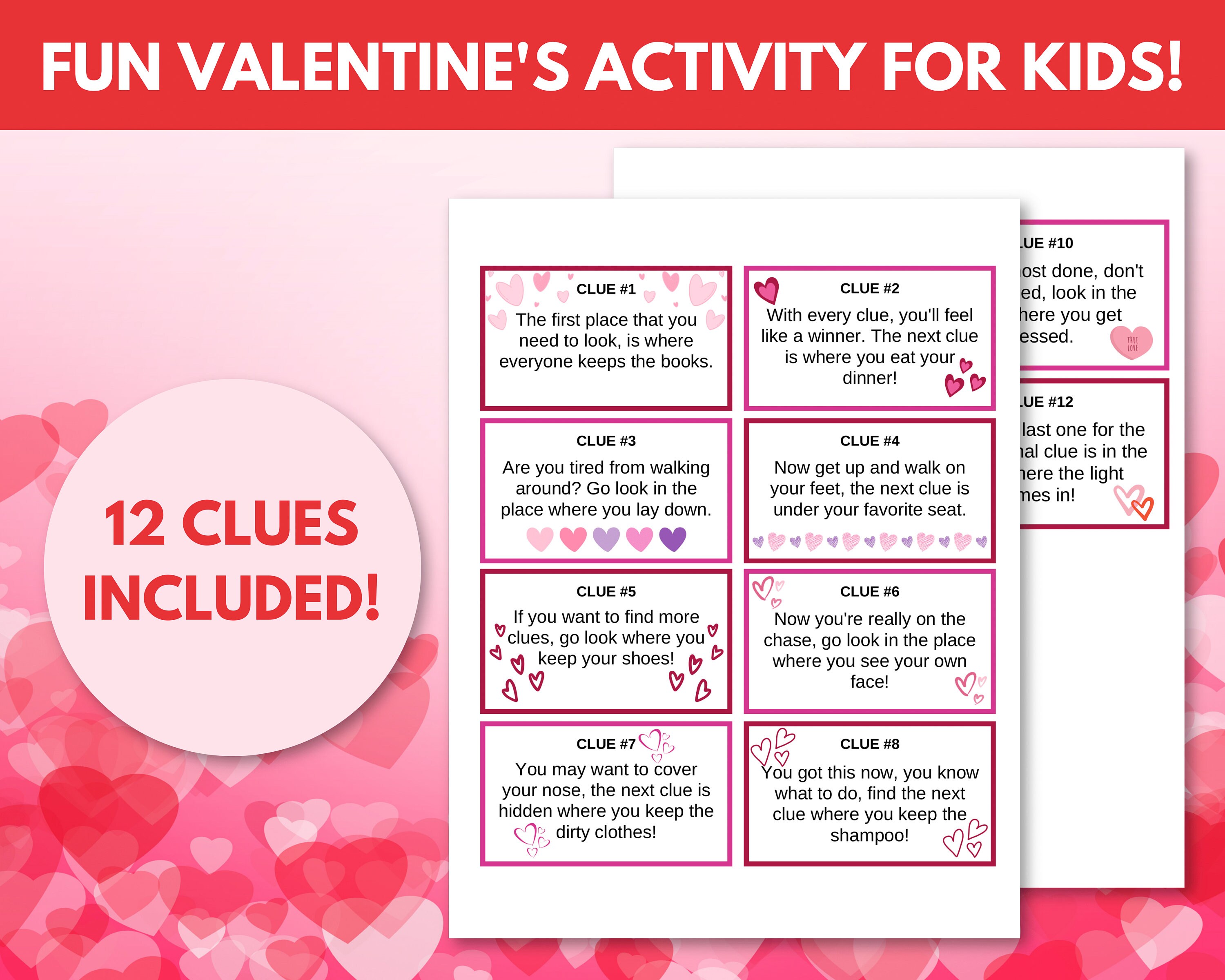 Valentine's Day Indoor Scavenger Hunt Game, Valentine's Day Game ...