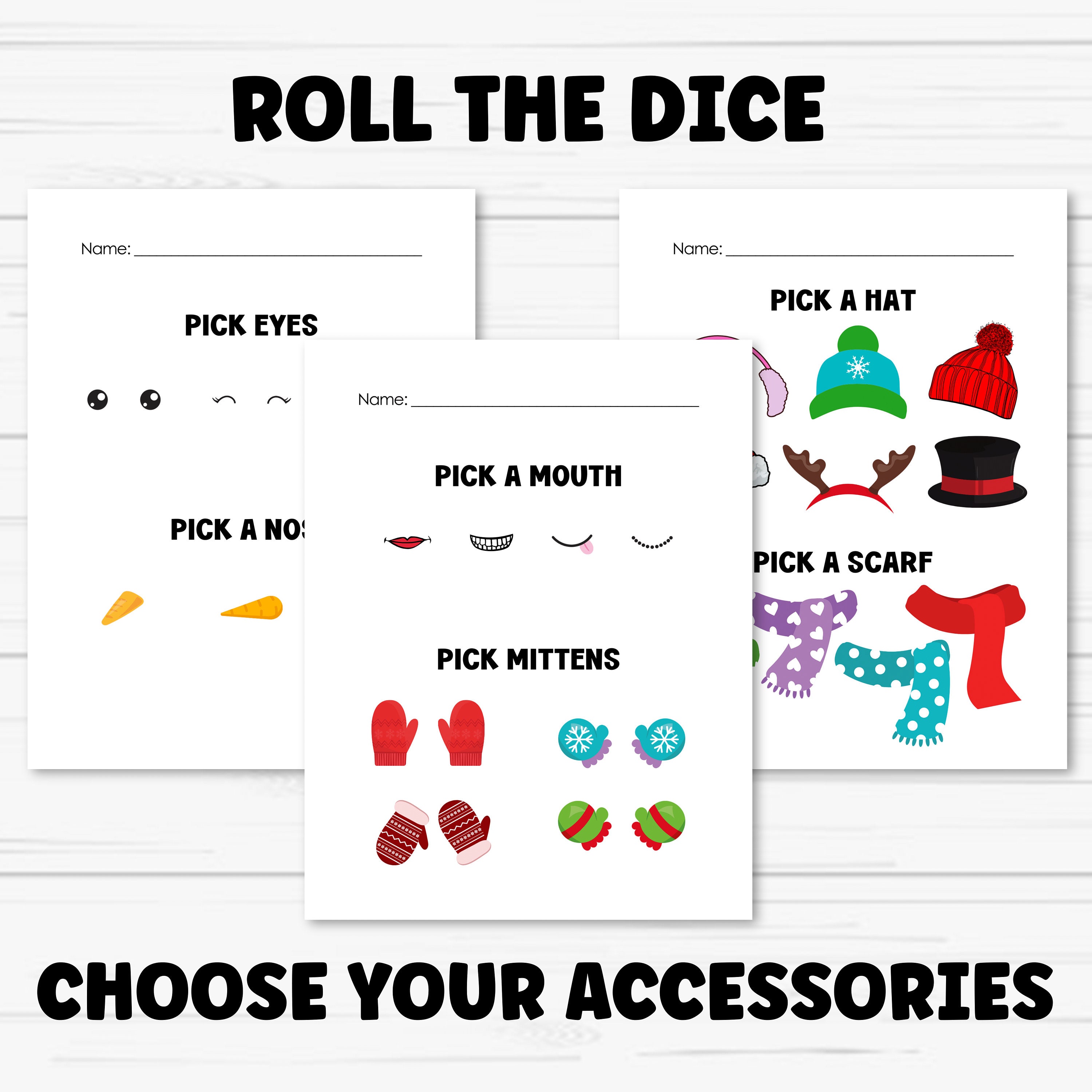 Roll a Snowman Christmas Dice Game, Christmas Party Game, Christmas ...