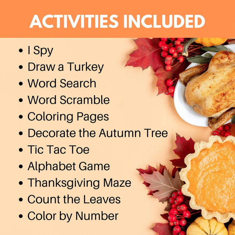 Printable Thanksgiving Games for Kids, Thanksgiving Activity for Kids ...