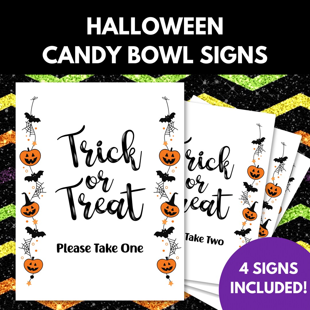 Printable Halloween Candy Bowl Sign, Halloween Porch Sign, Halloween ...