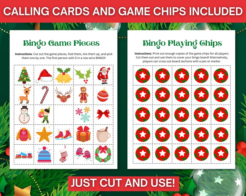 Christmas Bingo Game, Fun Christmas Party Game Bundle, Christmas ...