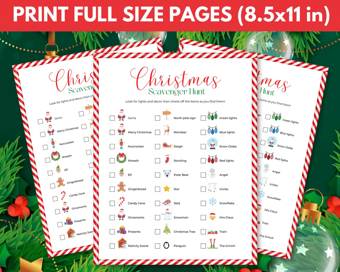 Christmas Scavenger Hunt Game, Christmas Treasure Hunt, Christmas Party ...
