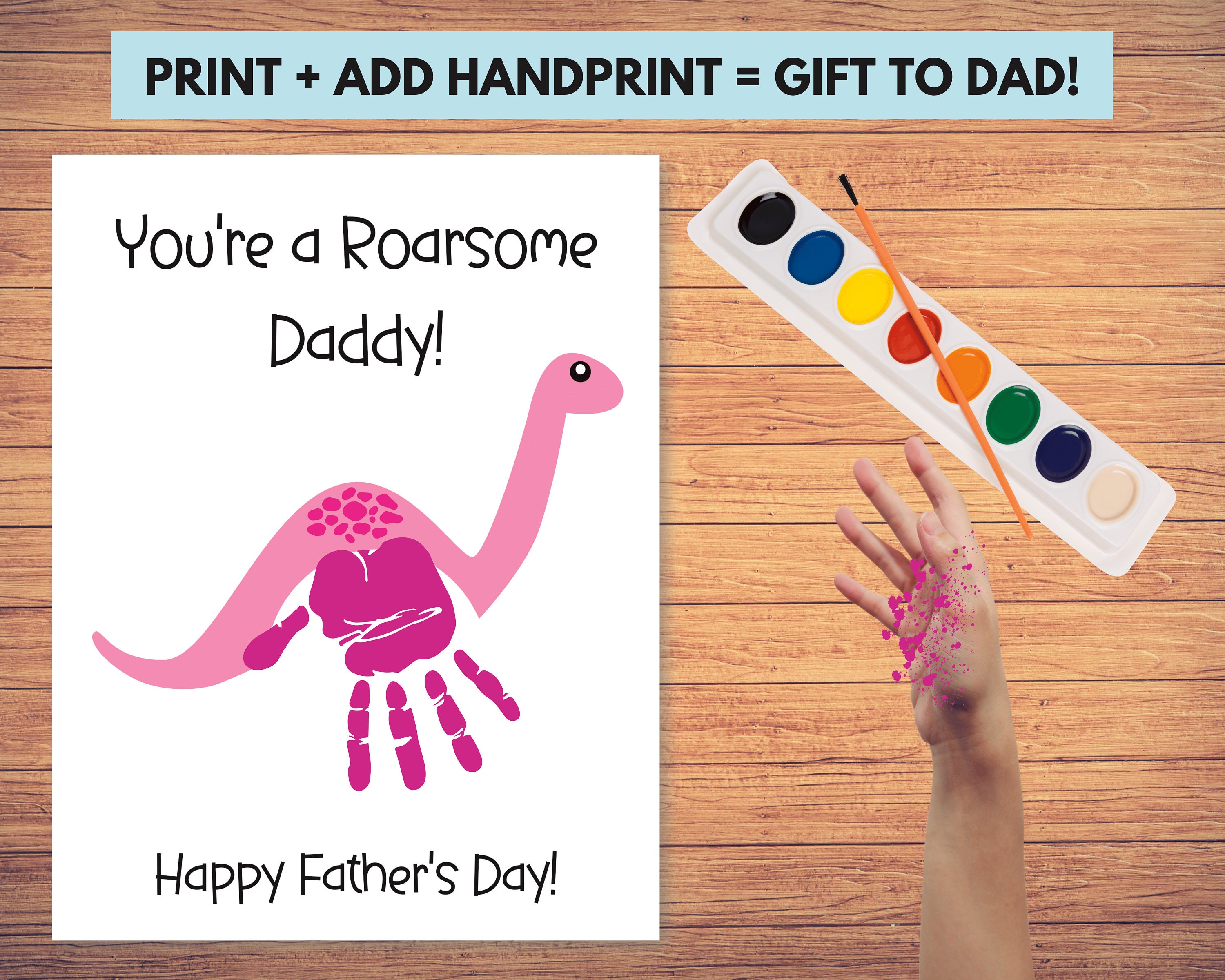 Printable Fathers Day Dinosaur Handprint Bundle Keepsake Gift for Dad ...