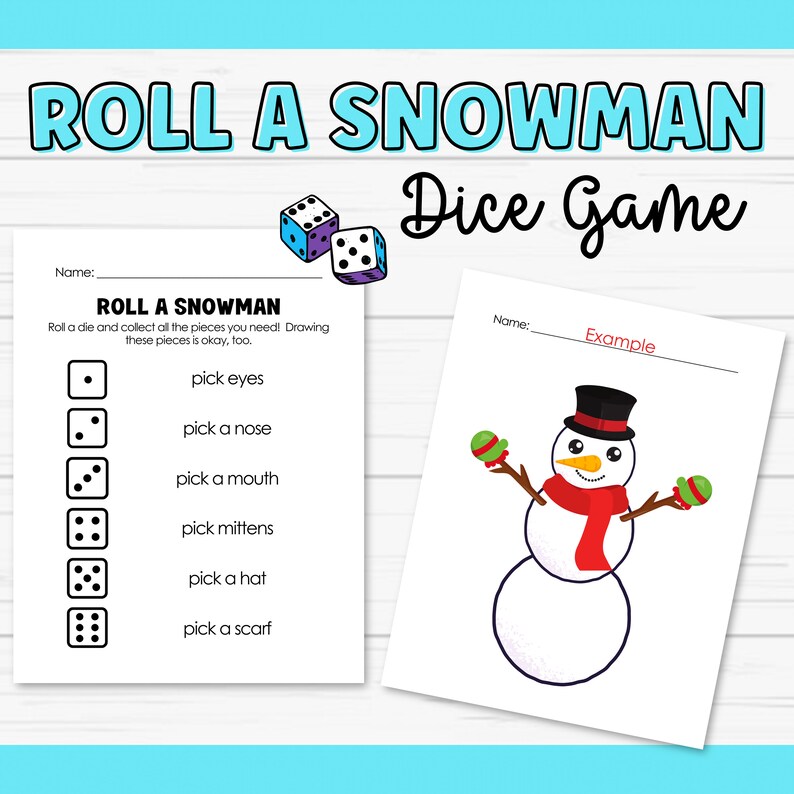 Roll a Snowman Christmas Dice Game, Christmas Party Game, Christmas ...