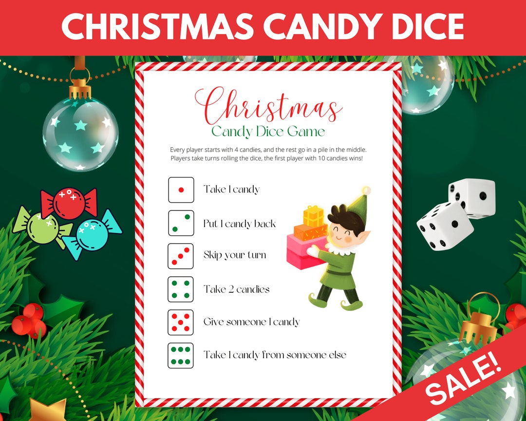 Christmas Candy Dice Game, Christmas Party Game, Christmas Dice Game ...