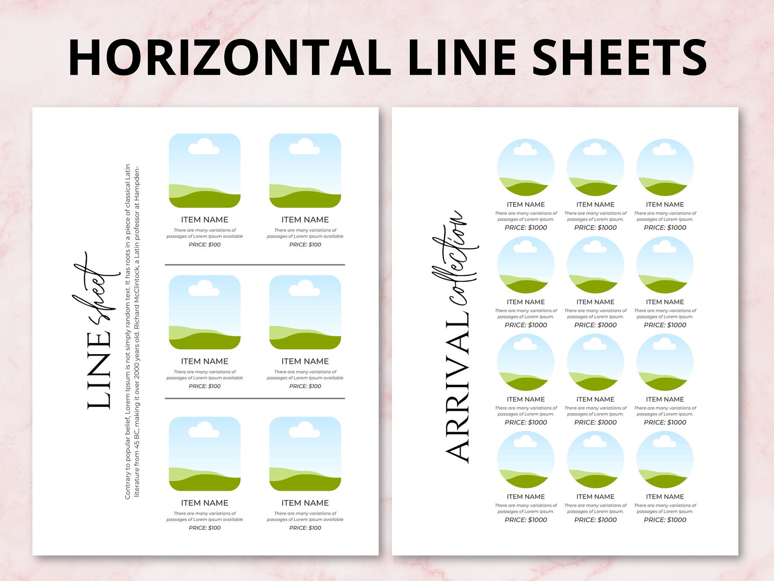 Editable Line Sheet Template, Wholesale Price List Template, Product ...