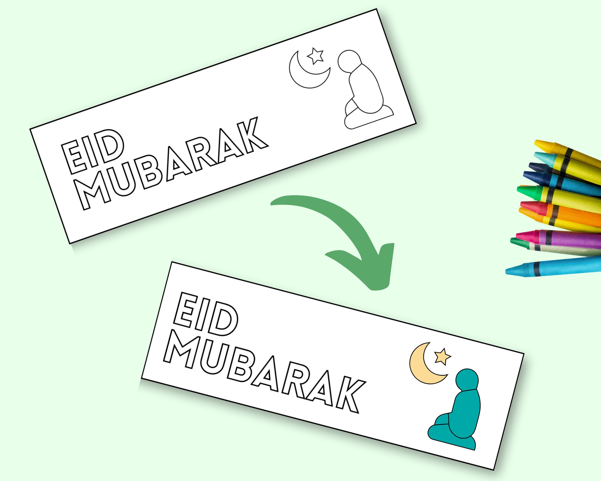Eid Mubarak Coloring Bookmarks for Kids Eid Activity for Kids Eid Gift ...