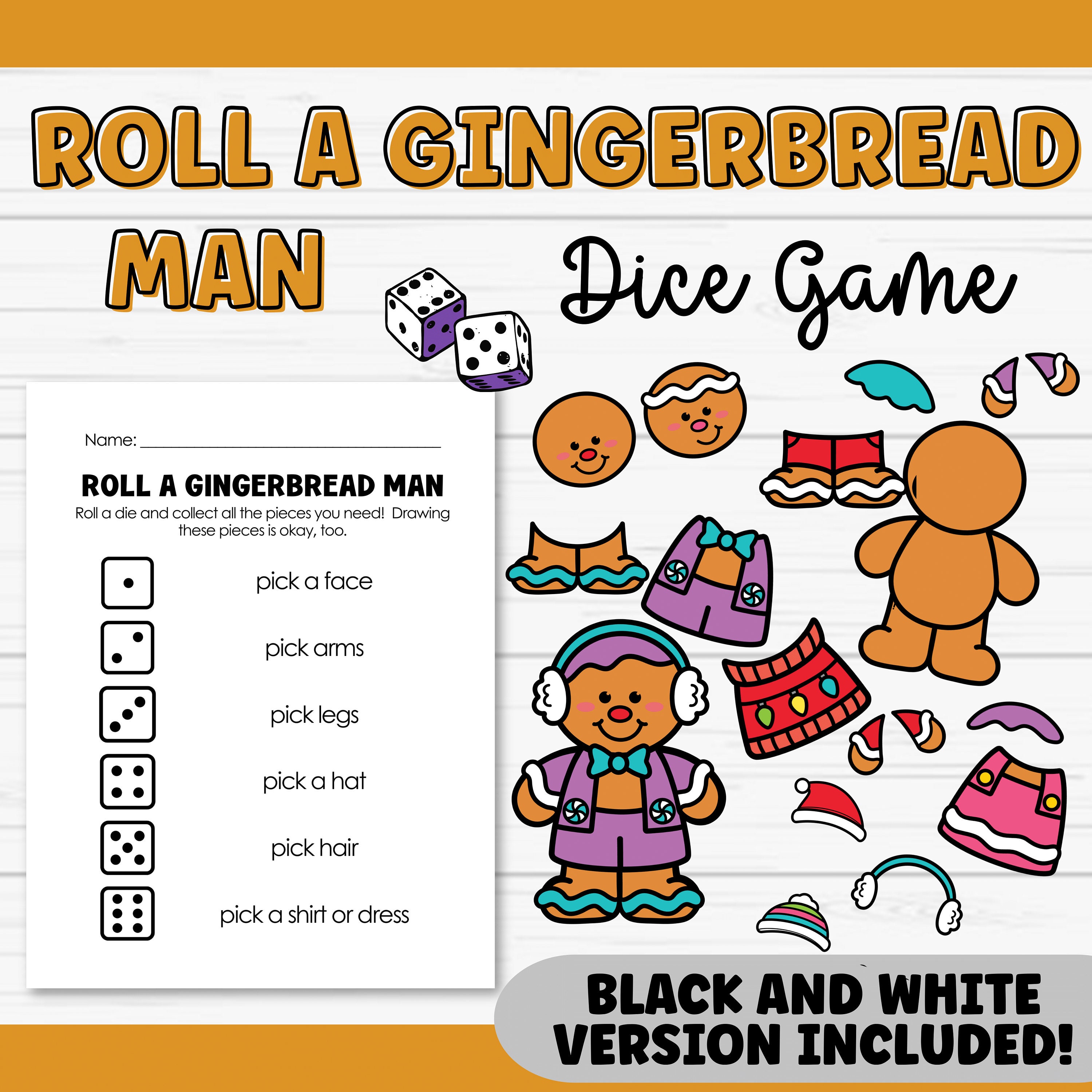 Roll a Gingerbread Man Christmas Dice Game, Classroom Christmas Party ...