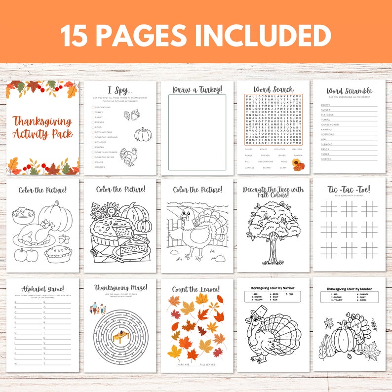 Printable Thanksgiving Games for Kids, Thanksgiving Activity for Kids ...