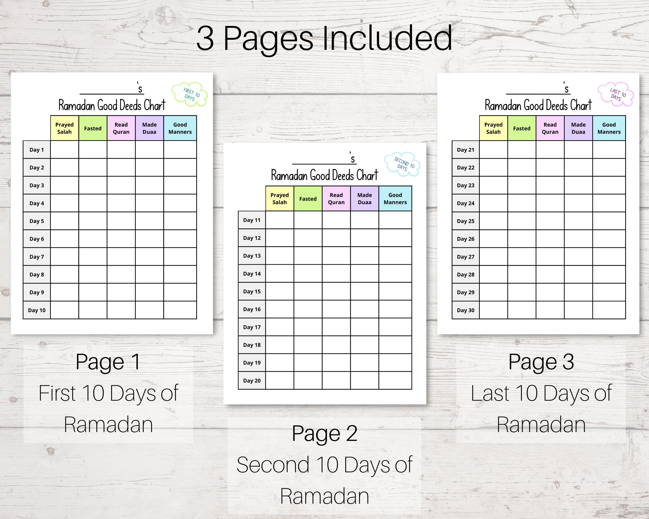 Ramadan Good Deeds Chart for Kids | Ramadan Gift for Kids | Ramadan ...