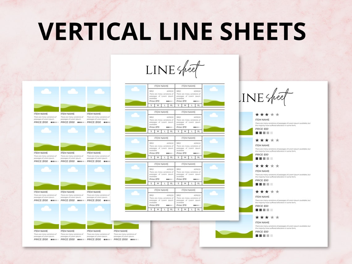 Editable Line Sheet Template, Wholesale Price List Template, Product ...