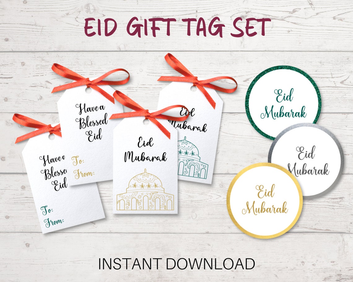 Eid Gift Tags for Gift Boxes and Goodie Bags, Set of 7 Different ...