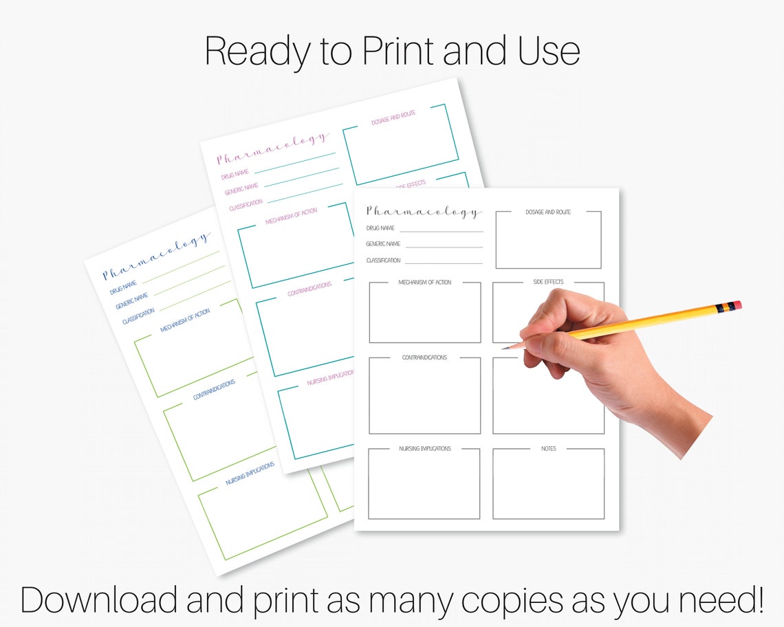 Nursing Notes Pharmacology Bundle Multiple Sizes and Colors | Nursing ...