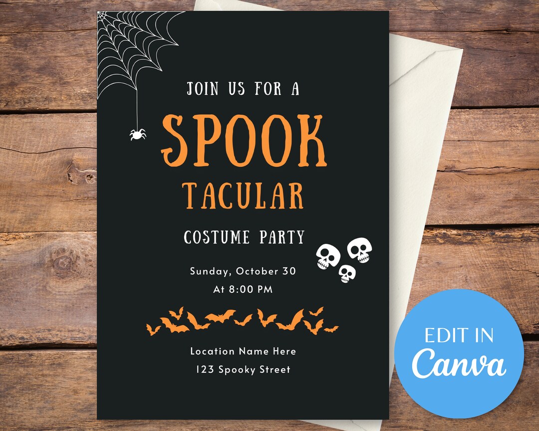 Editable Halloween Party Invitation, Halloween Costume Party Invitation ...