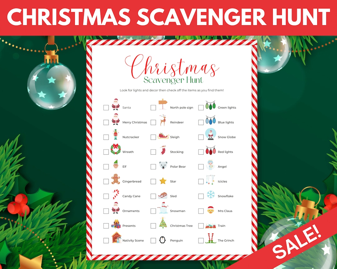 Christmas Scavenger Hunt Game, Christmas Treasure Hunt, Christmas Party ...
