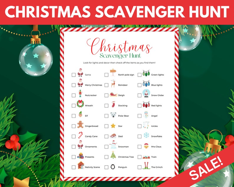 Christmas Scavenger Hunt Game, Christmas Treasure Hunt, Christmas Party ...