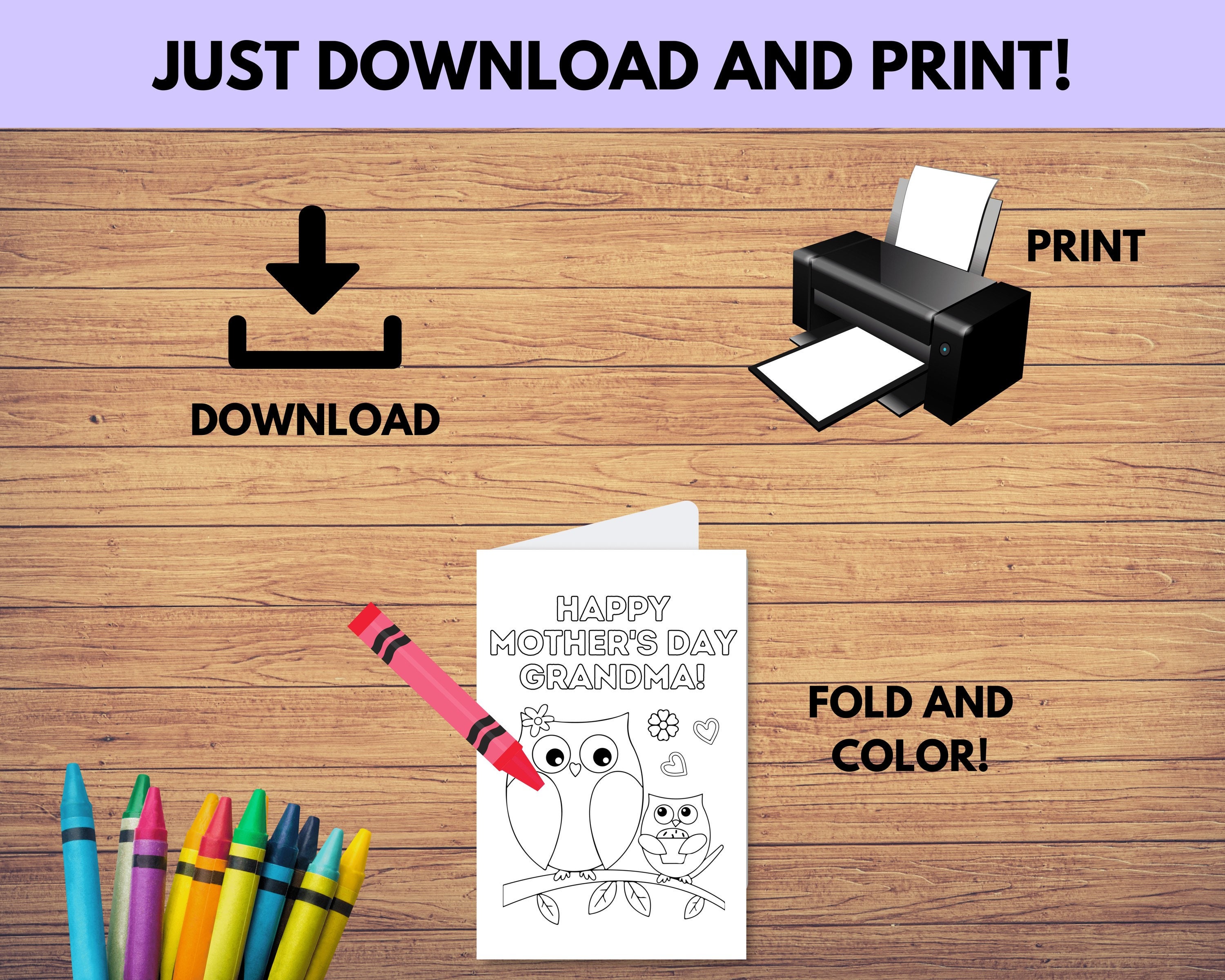 Printable Mother's Day Coloring Card for Grandma, Nana Grandmother ...