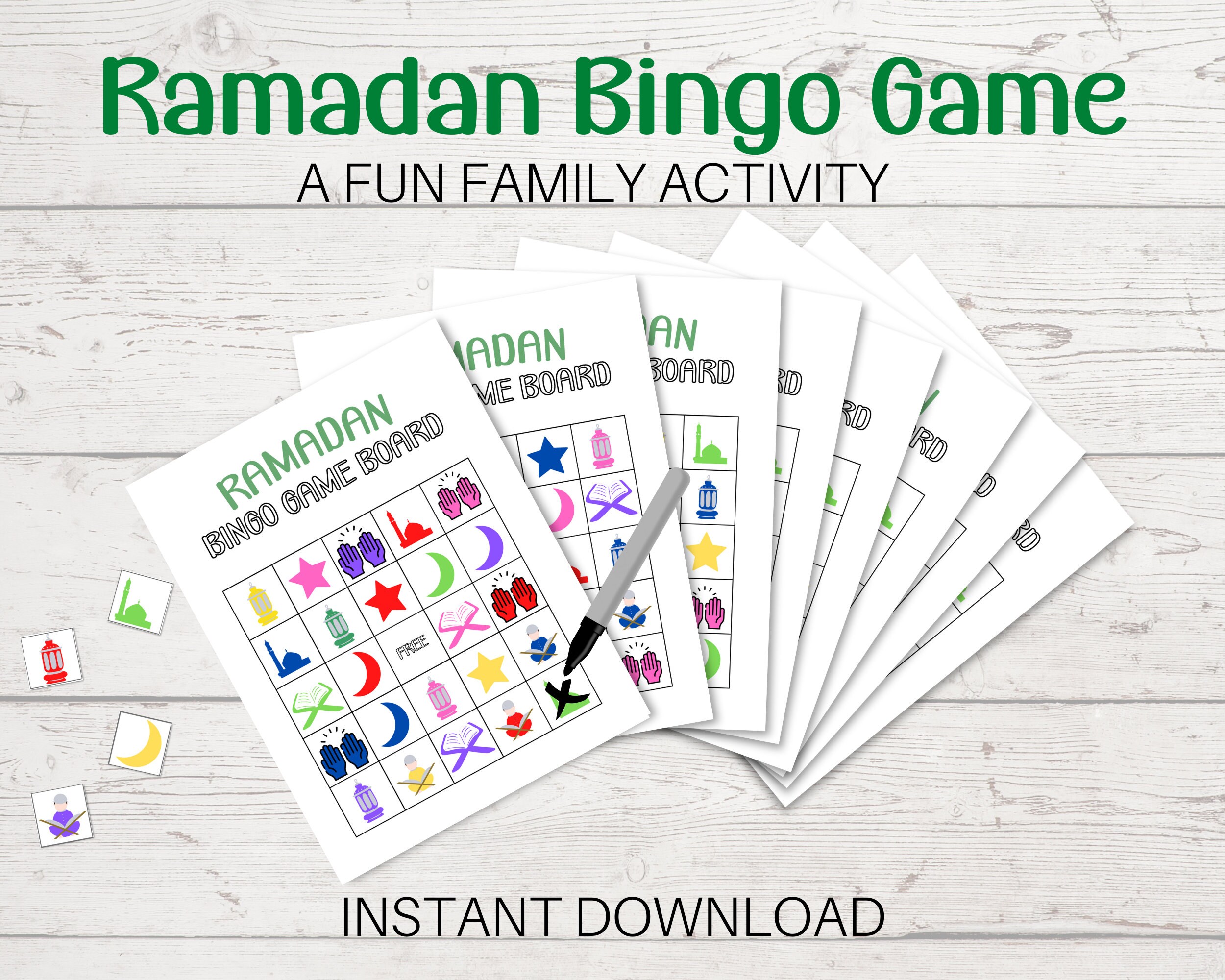 Ramadan Bingo Game Activity for Kids, Ramadan Games, Ramadan Gift for ...