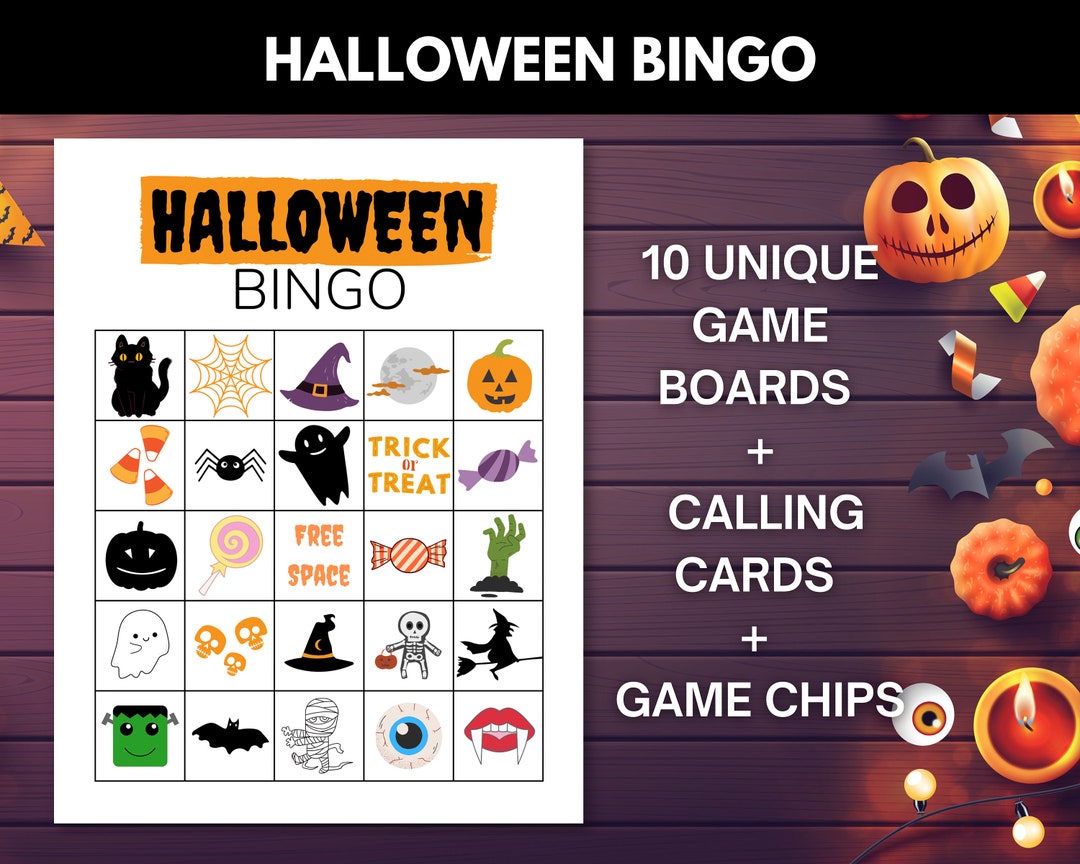 Halloween Bingo Game, Fun Halloween Party Game Bundle, Halloween ...