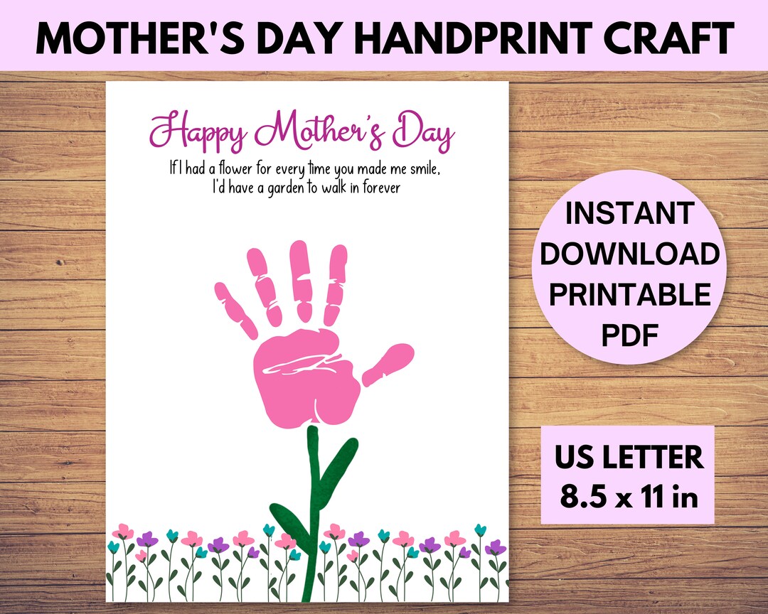 Printable Mother's Day Handprint Craft, Kids Handprint Activity ...