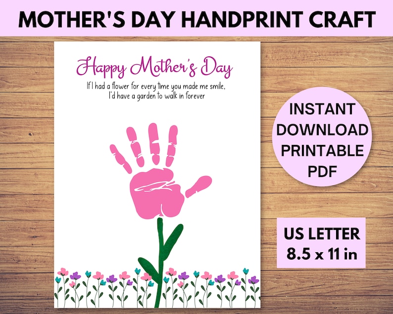 Printable Mother's Day Handprint Craft, Kids Handprint Activity ...