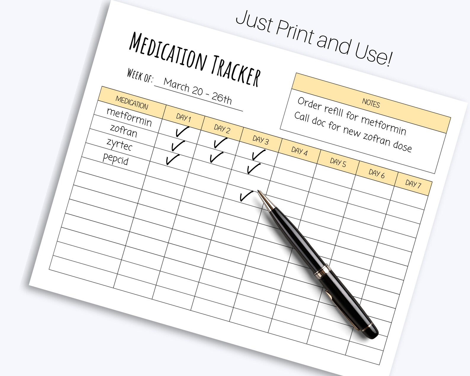 Medication Tracker Weekly Medication Log Chronic Illness | Etsy