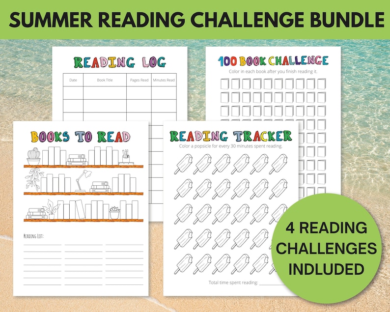 Summer Reading Challenge for Kids, Reading Printable Activities, Kids ...