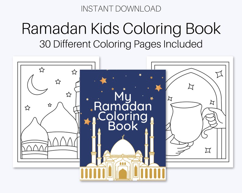 Ramadan Coloring Book for Kids Ramadan Gift for Kids 30 - Etsy
