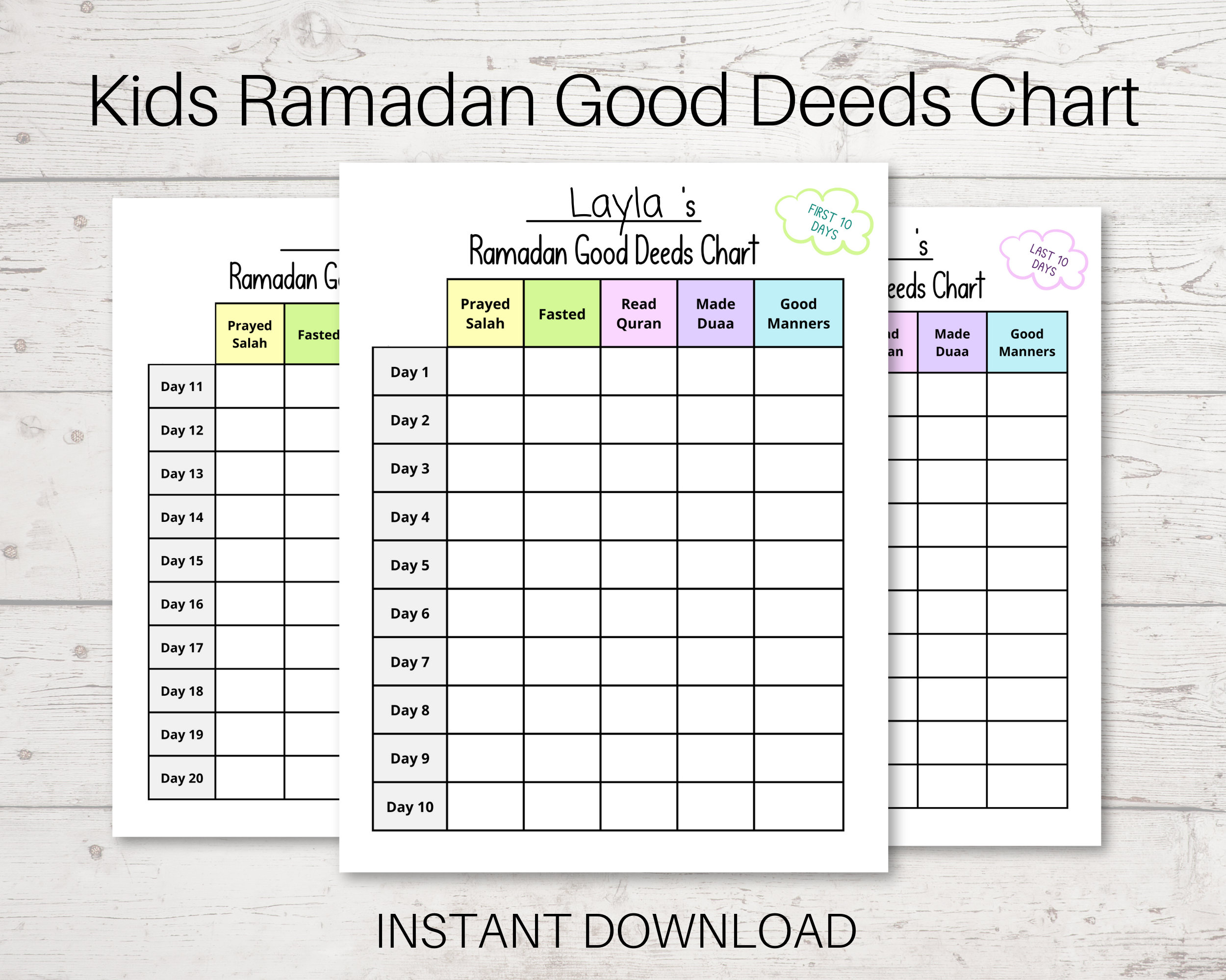 Ramadan Good Deeds Chart for Kids | Ramadan Gift for Kids | Ramadan ...