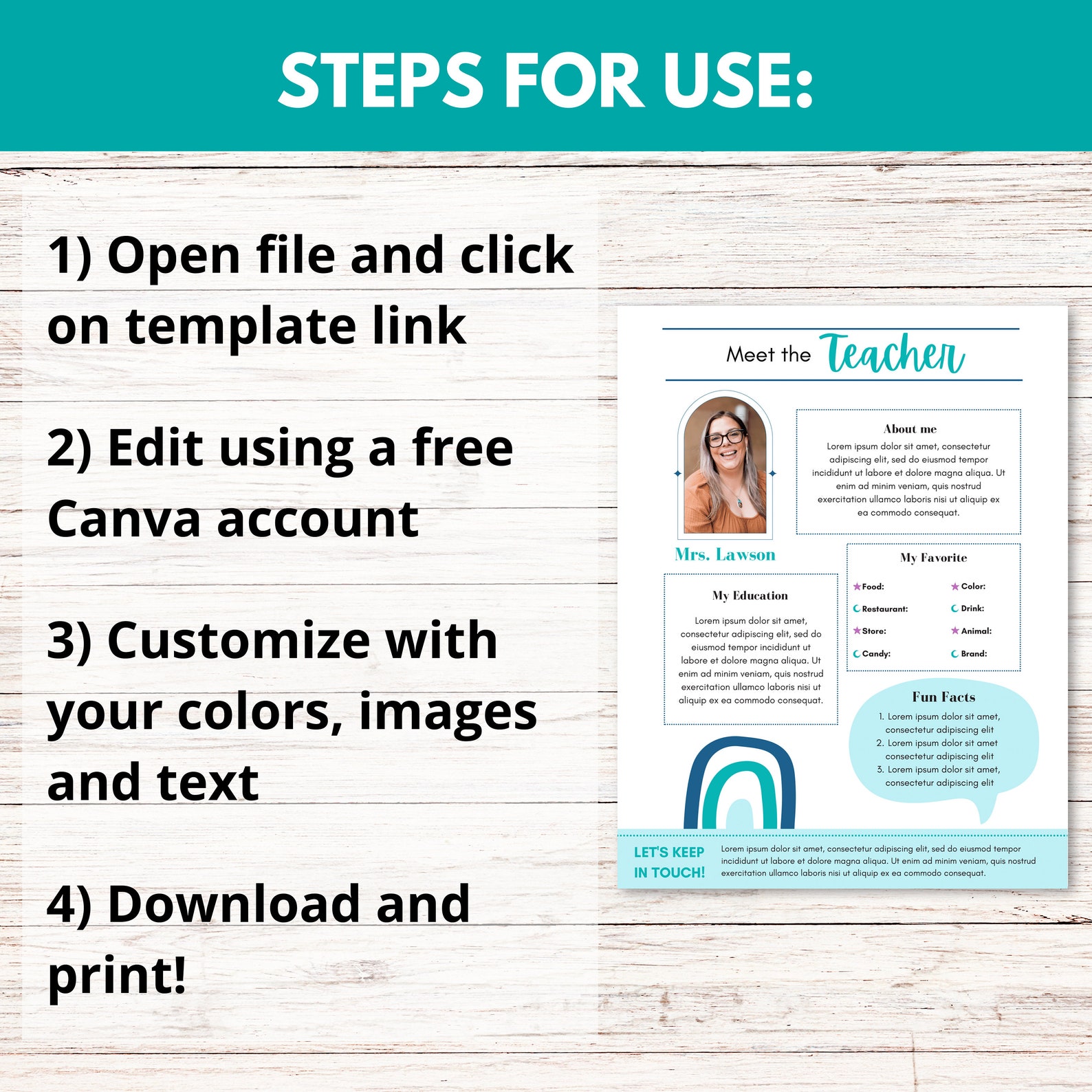 Meet the Teacher Editable Canva Template, All About Me Printable, Back ...