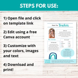 Meet the Teacher Editable Canva Template, All About Me Printable, Back ...