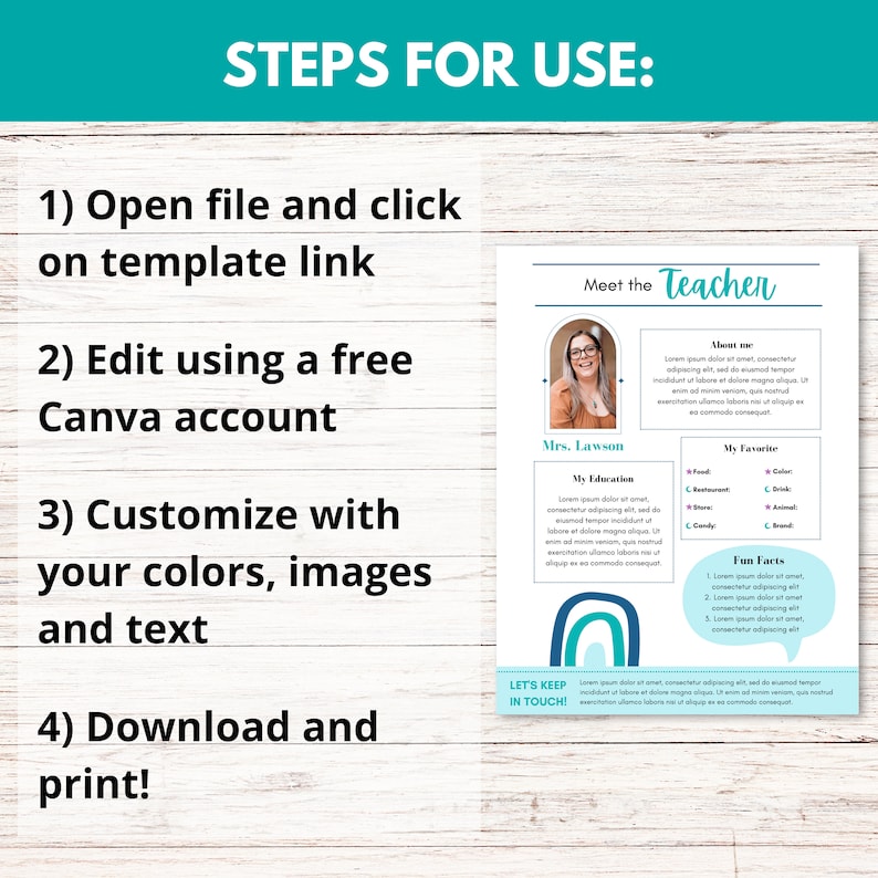 Meet the Teacher Editable Canva Template, All About Me Printable, Back ...