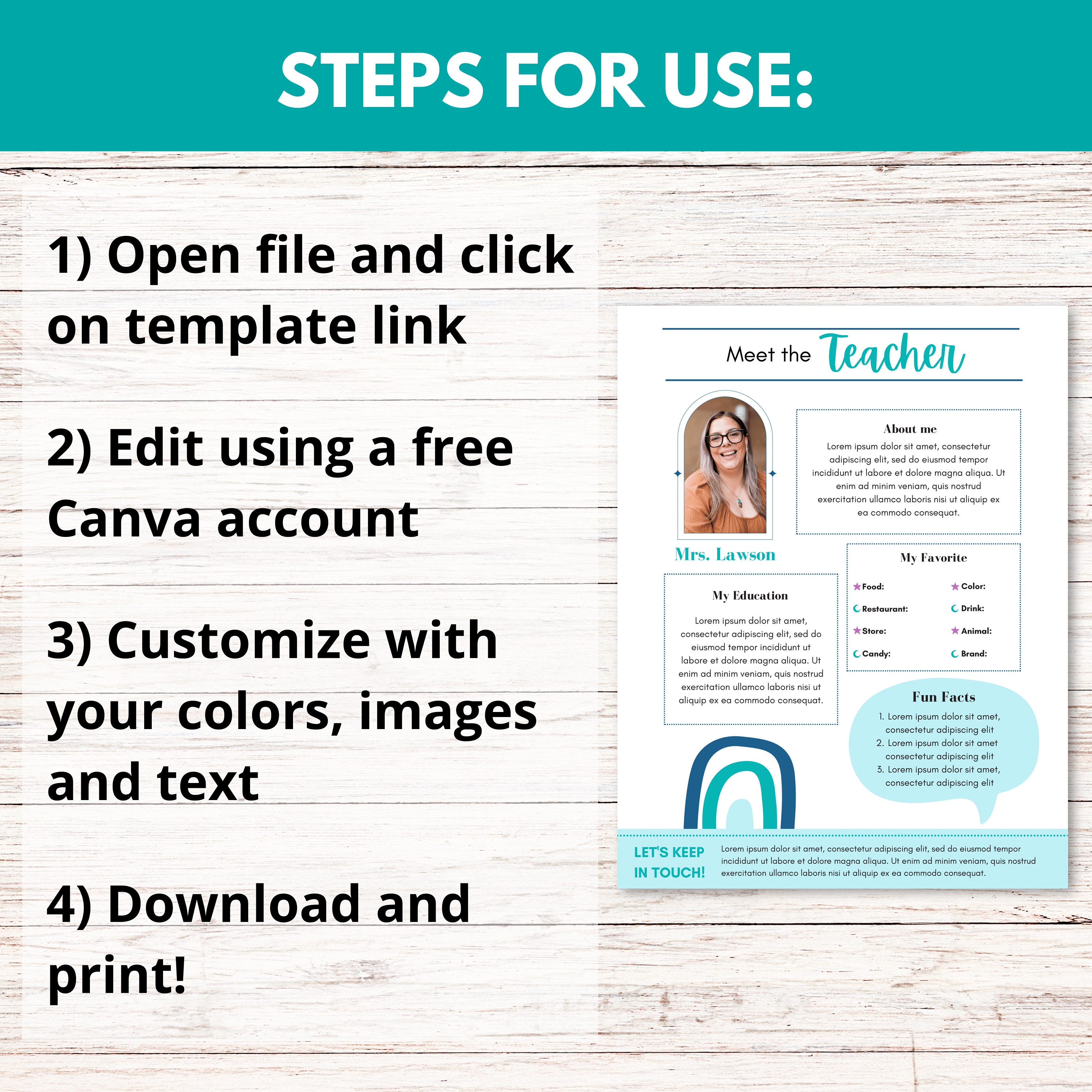 Meet the Teacher Editable Canva Template, All About Me Printable, Back ...