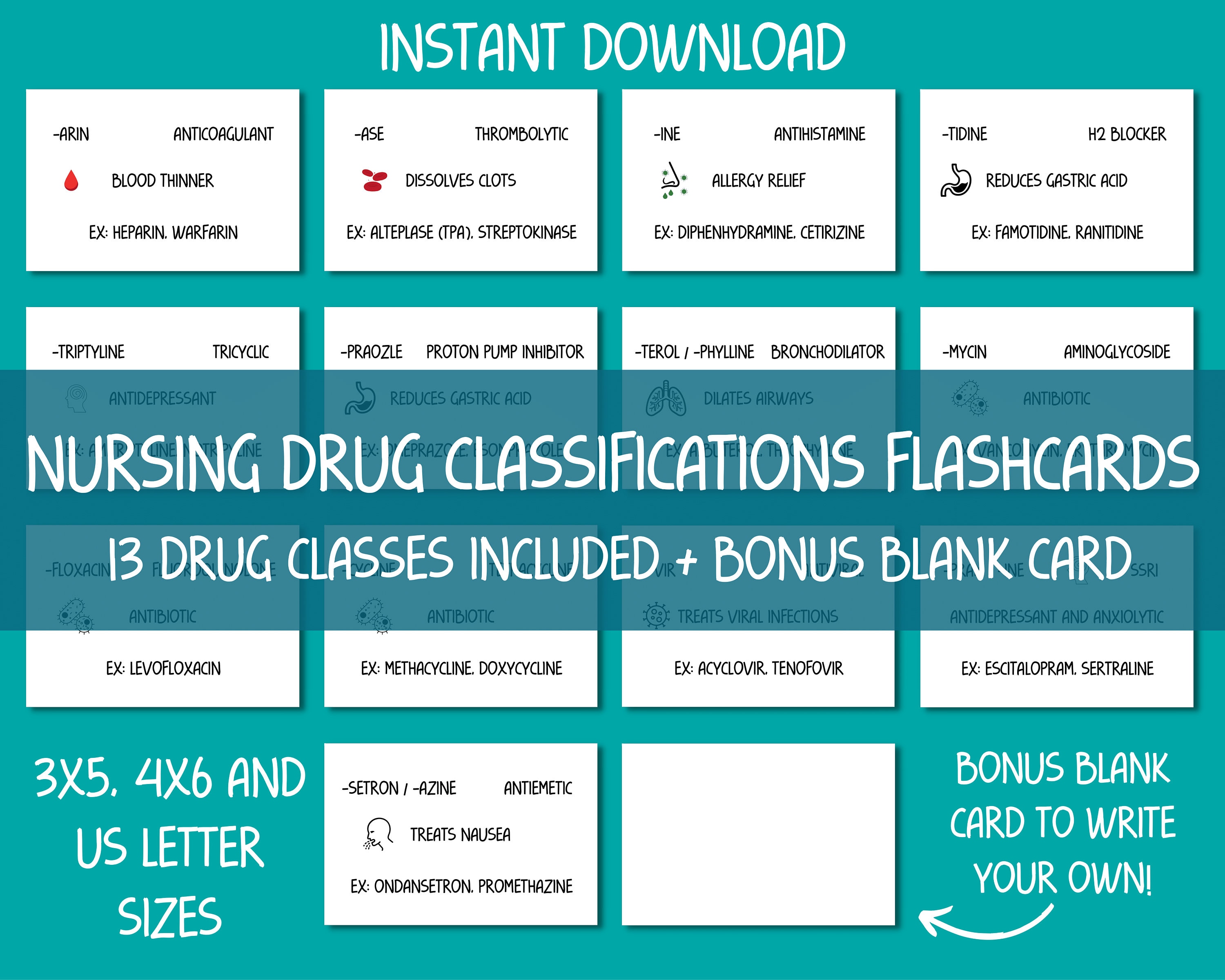 Nursing Notes Drug Classification Flash Cards, Pharmacology Notes ...