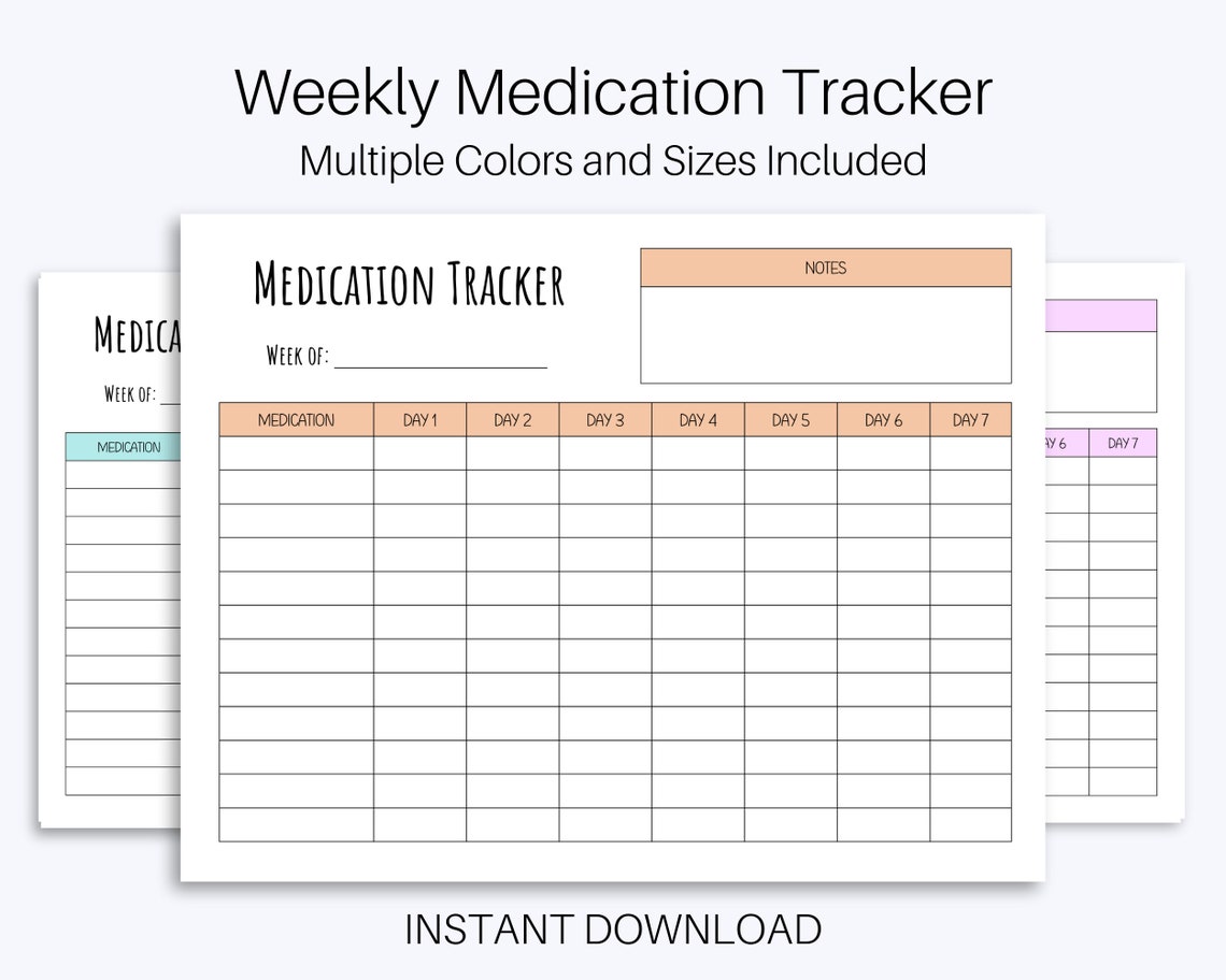 Medication Tracker Weekly Medication Log Chronic Illness - Etsy
