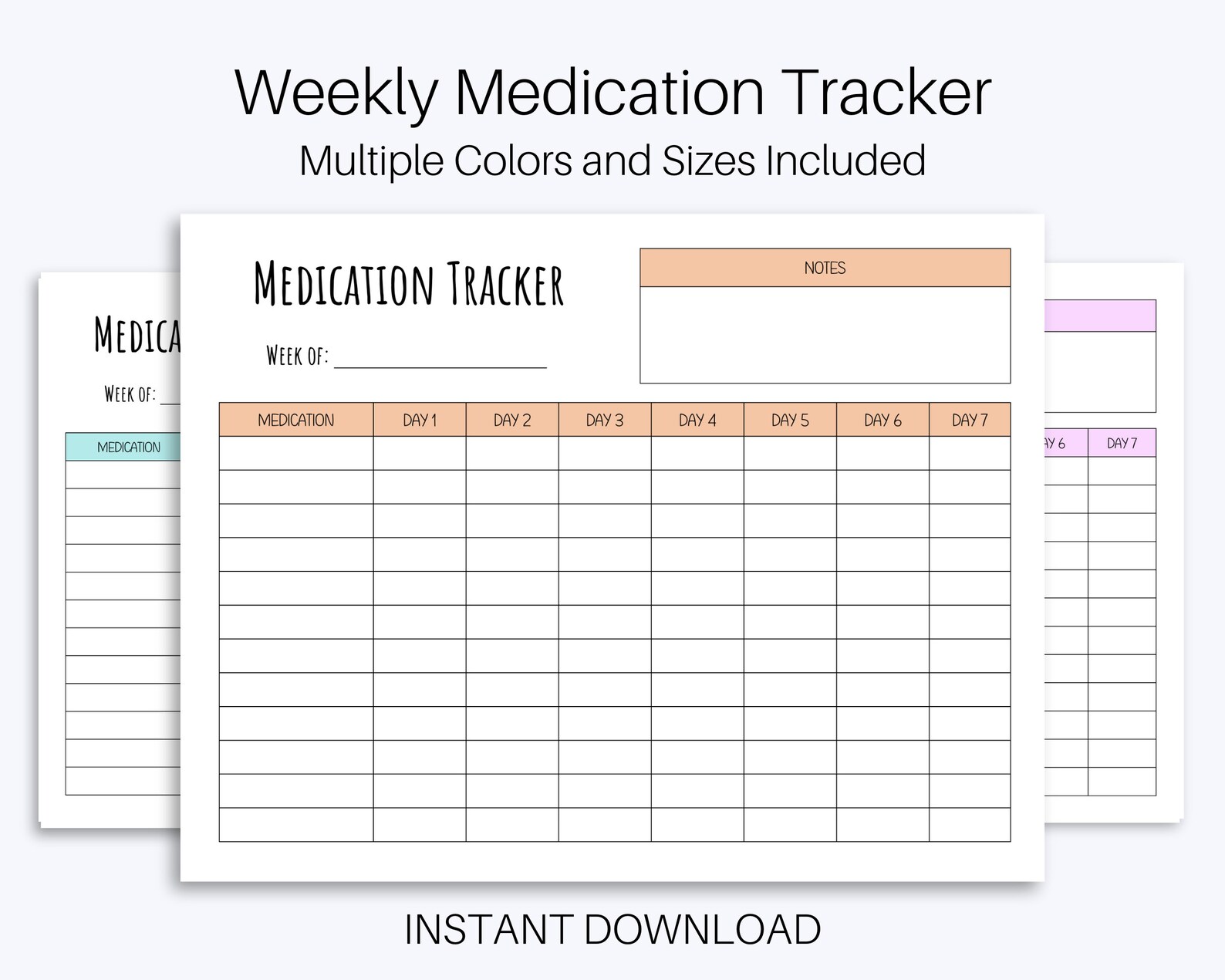 Medication Tracker, Weekly Medication Log, Chronic Illness Tracker ...