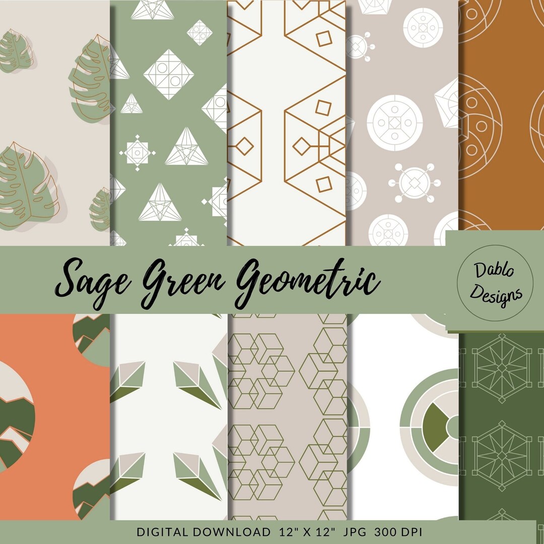 Color of the Year, Sage Green, Seamless Repeating Patterns, Digital ...