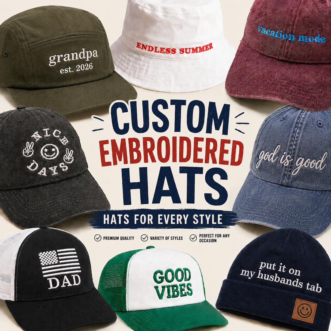 Custom Embroidered Hat, Personalized Hat, Custom Logo Cap, Embroidered ...