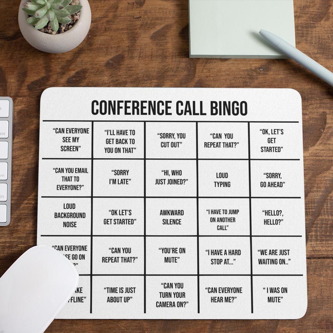 Conference Call Bingo Mouse Pad | Zoom Webex Meeting Game ...
