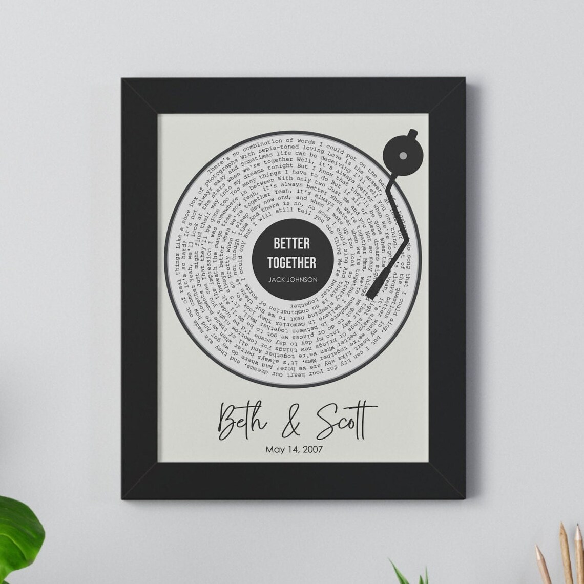 Lyric Poster Frame | Song Lyric Poster | Personalized Music Poster ...