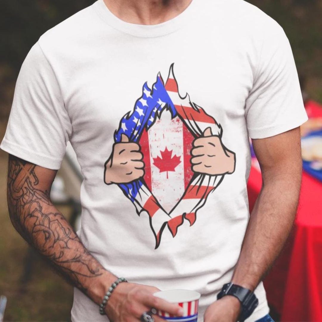 Canadian Flag Rip Open T-shirt: USA Pride, Canada Roots - Etsy