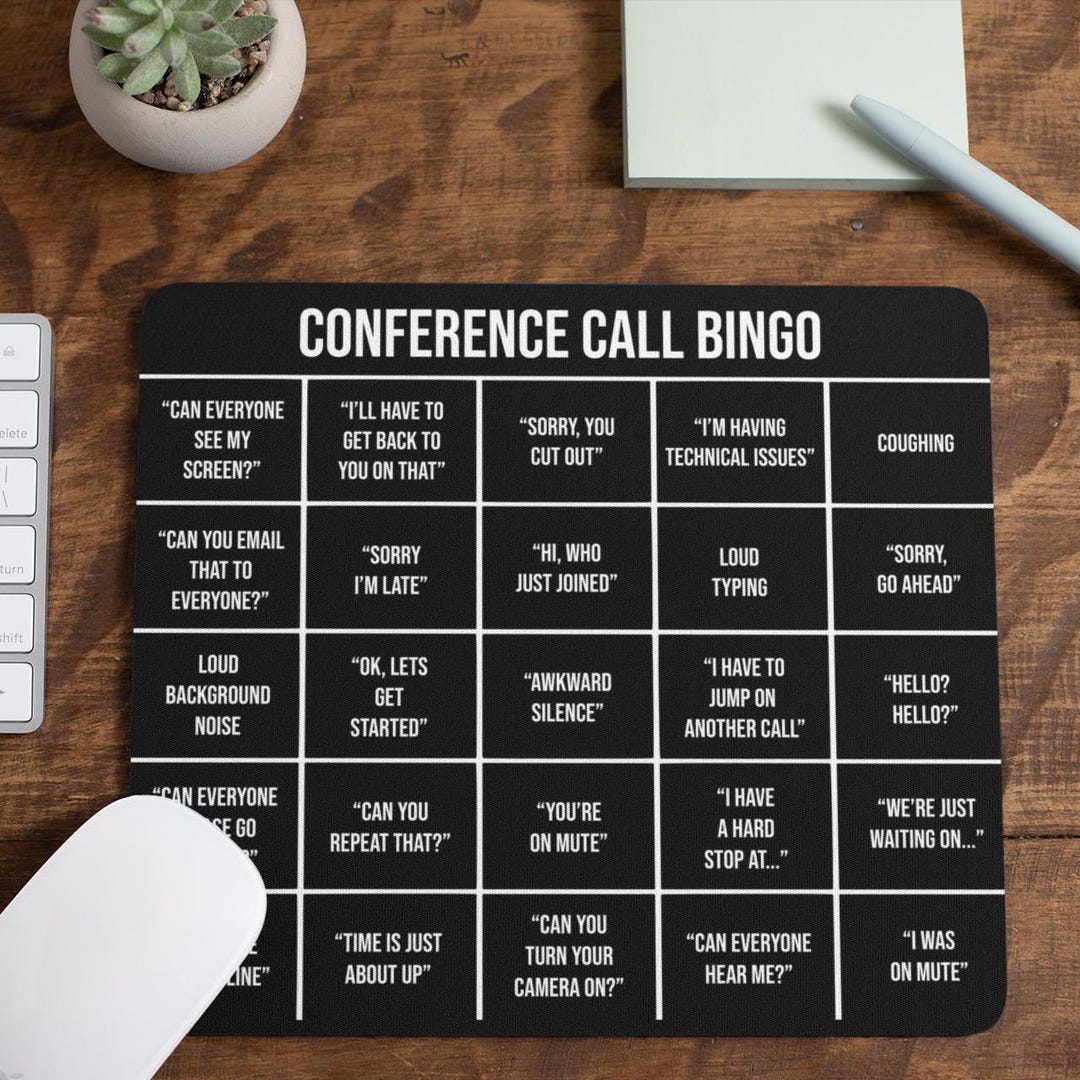 Conference Call Bingo Mouse Pad | Zoom Webex Meeting Game ...