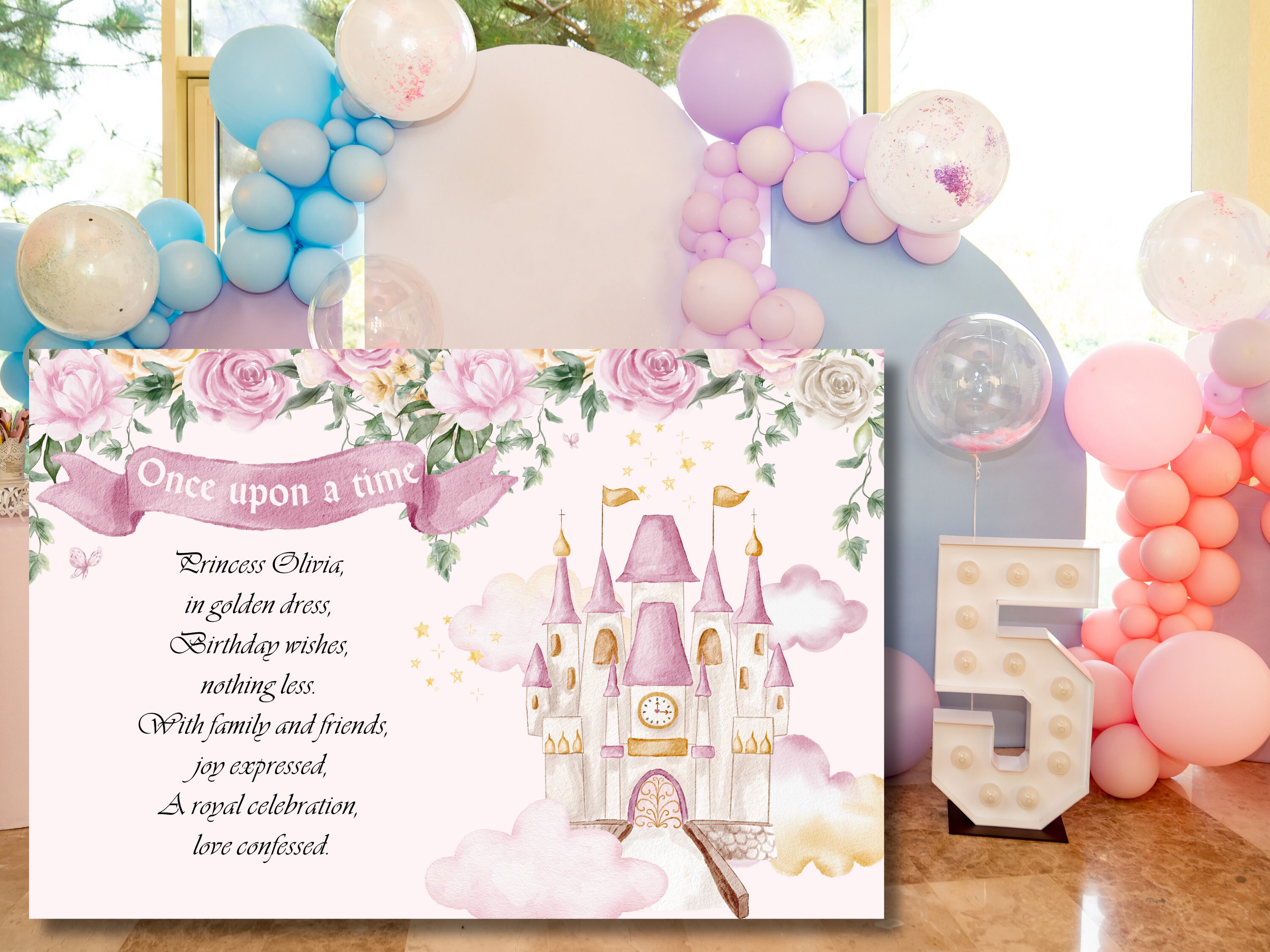 Editable Princess Birthday Backdrop Sign Princess Birthday - Etsy