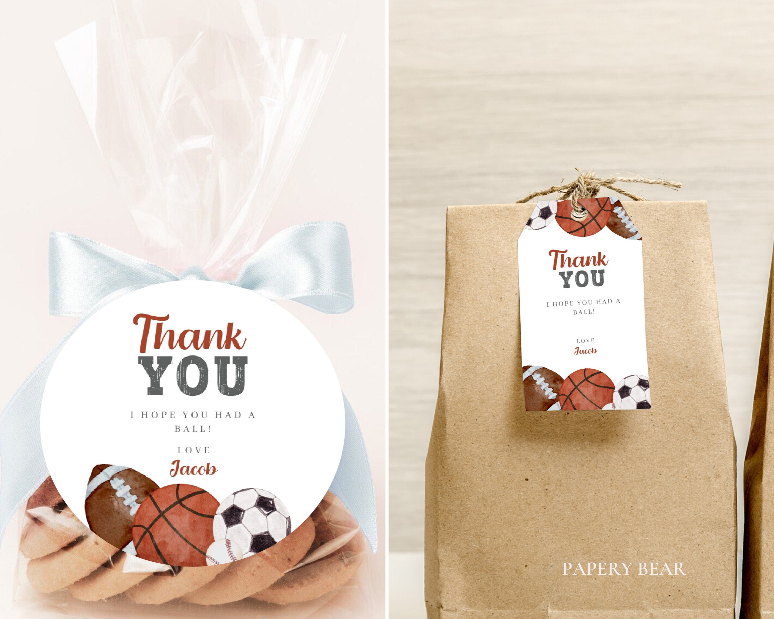 Editable Sports Birthday Thank You Favor Tags It's Game - Etsy