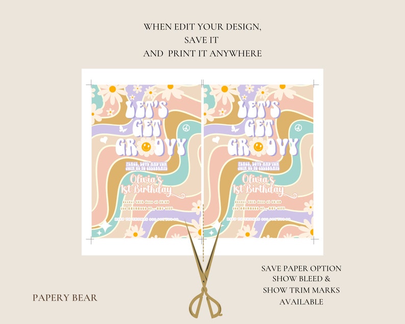 Editable Let's Get Groovy Birthday Party Invitation, Groovy Birthday ...