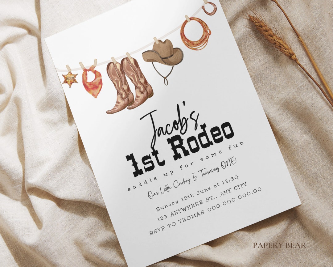 First Rodeo Birthday Invitation Template, Editable Birthday Template ...