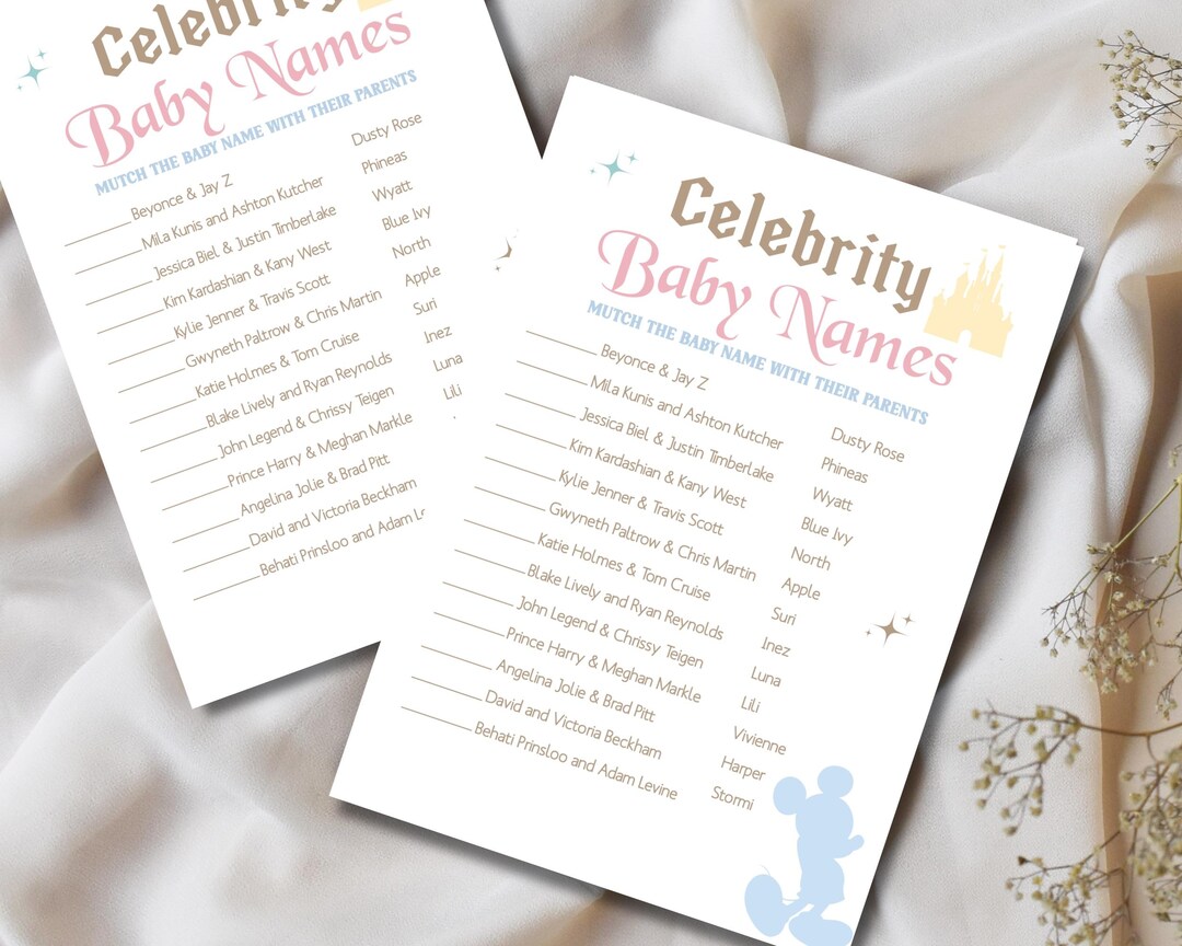 Disney Baby Shower Game, Celebrity Baby Names (digital) - Etsy